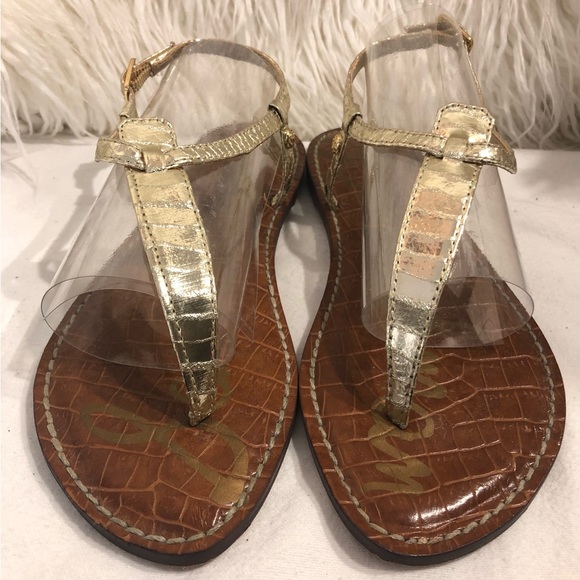 Sam Edelman | Shoes | Sam Edelman Amber Gold Gigi Thong Sandals Sz 5 2 ...